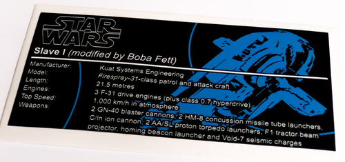 Lego Star Wars UCS Sticker for Boba Fett’s Slave I (6209 / 8097 / 75060 ...