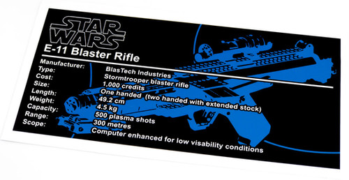 Lego Star Wars UCS / MOC Sticker for E-11 (E11) Blaster + Instructions ...