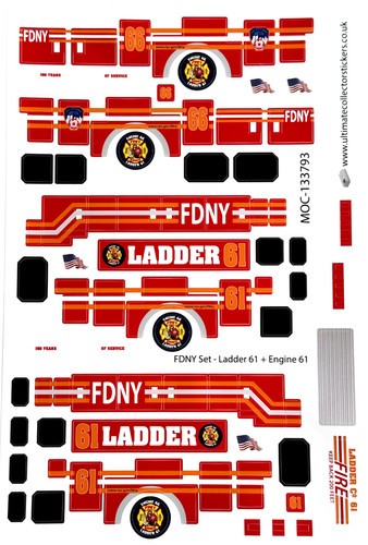 Sticker sheet for FDNY Ladder 61 and Engine 66 (MOC-133793) | U C Stickers
