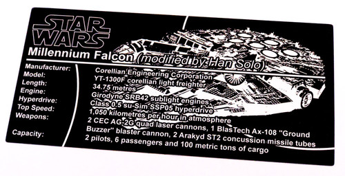 Lego Star Wars UCS Sticker for Millennium Falcon 75192 - Metallic | U C ...