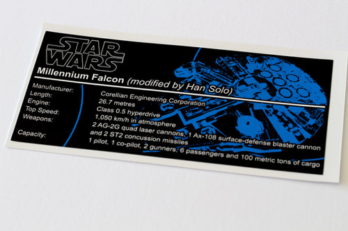 Lego Star Wars UCS Sticker for Millennium Falcon (7965 / 75105 / 10179 ...