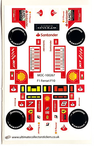 Lego Sticker Sheet for F1 Ferrari F10 LegoCG (MOC-100267) | U C Stickers