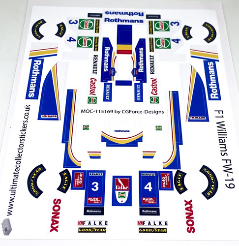 Sticker Sheet for F1 Williams FW-19 (MOC-115169) | U C Stickers
