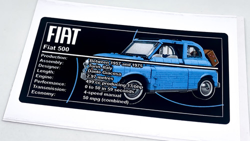 Lego Creator UCS / MOC Sticker for Fiat 500 Blue (77942) | U C Stickers