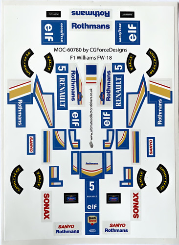 Lego Sticker Sheet for F1 Williams FW-18 by LegoCG (MOC-60780) | U C ...