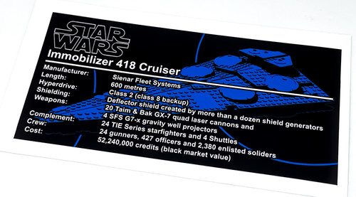 Lego Star Wars MOC Sticker for Immobilizer 418 Cruiser (MOC-105865) | U ...