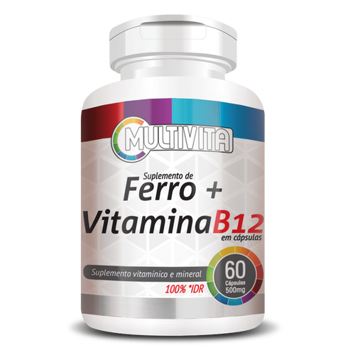 Ferro + Vitamina B12 - 500mg e 100% IDR | PURA & NUTRI