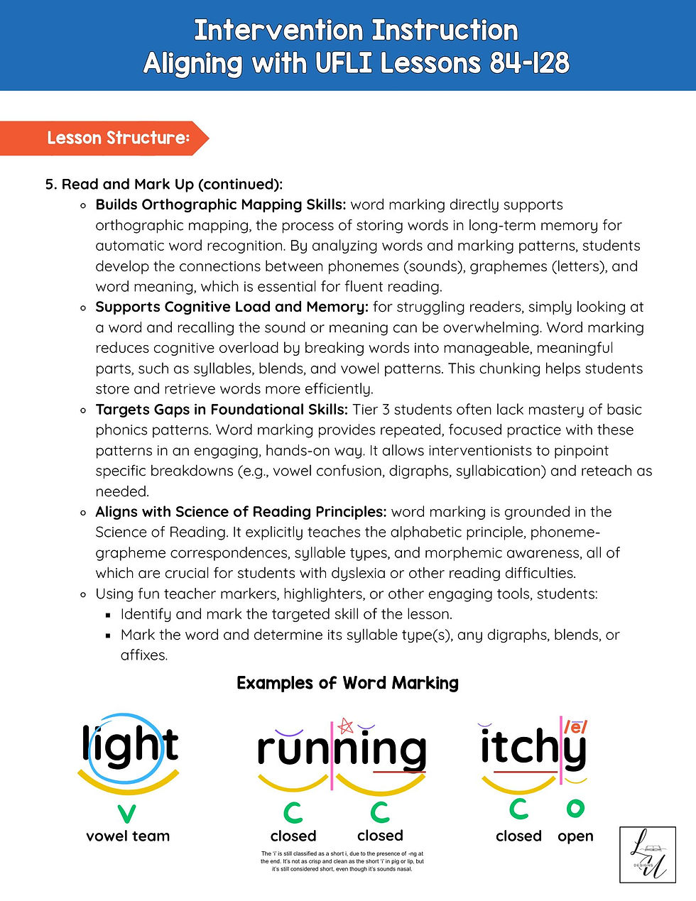 Tier 2 & 3 Intervention Lessons - Supports UFLI Scope & Sequence L 84 ...