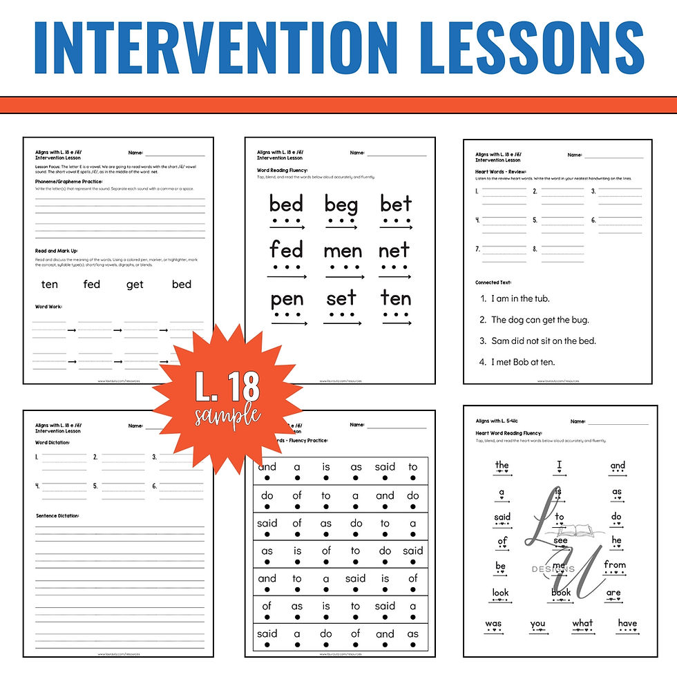 Tier 2 & 3 Intervention Lessons - Supports UFLI Scope & Sequence L 5 ...