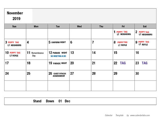 Calendar 2019 | home