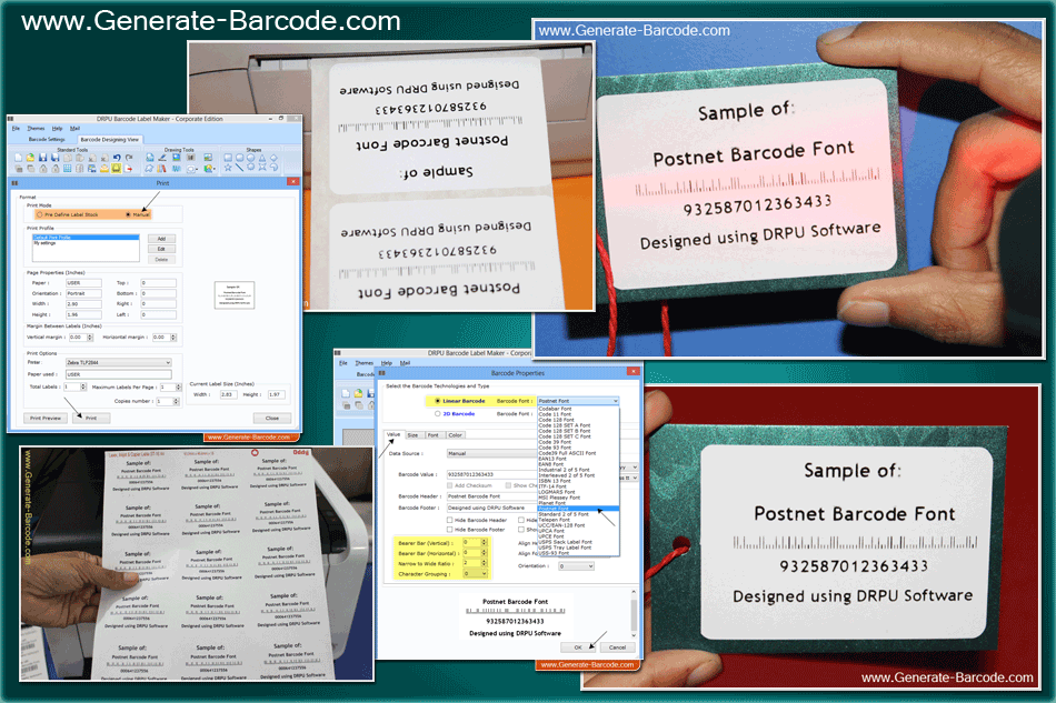 Design Postnet barcode font using DRPU Barcode software