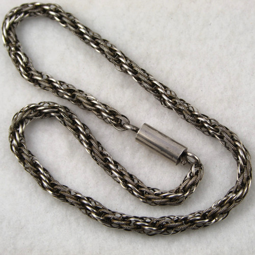 Antique Chunky Silver Rope Twist Chain, Barrel Clasp | Blackwicks