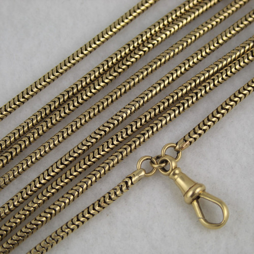 Stunning Heavy Antique Victorian 14/15K Long Snake Chain Necklace ...