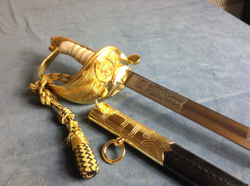 British Royal Navy Officers Sword and Scabbard - Gold Plated ...