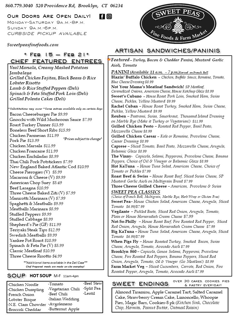 SWEET PEAS | WEEKLY SPECIALS