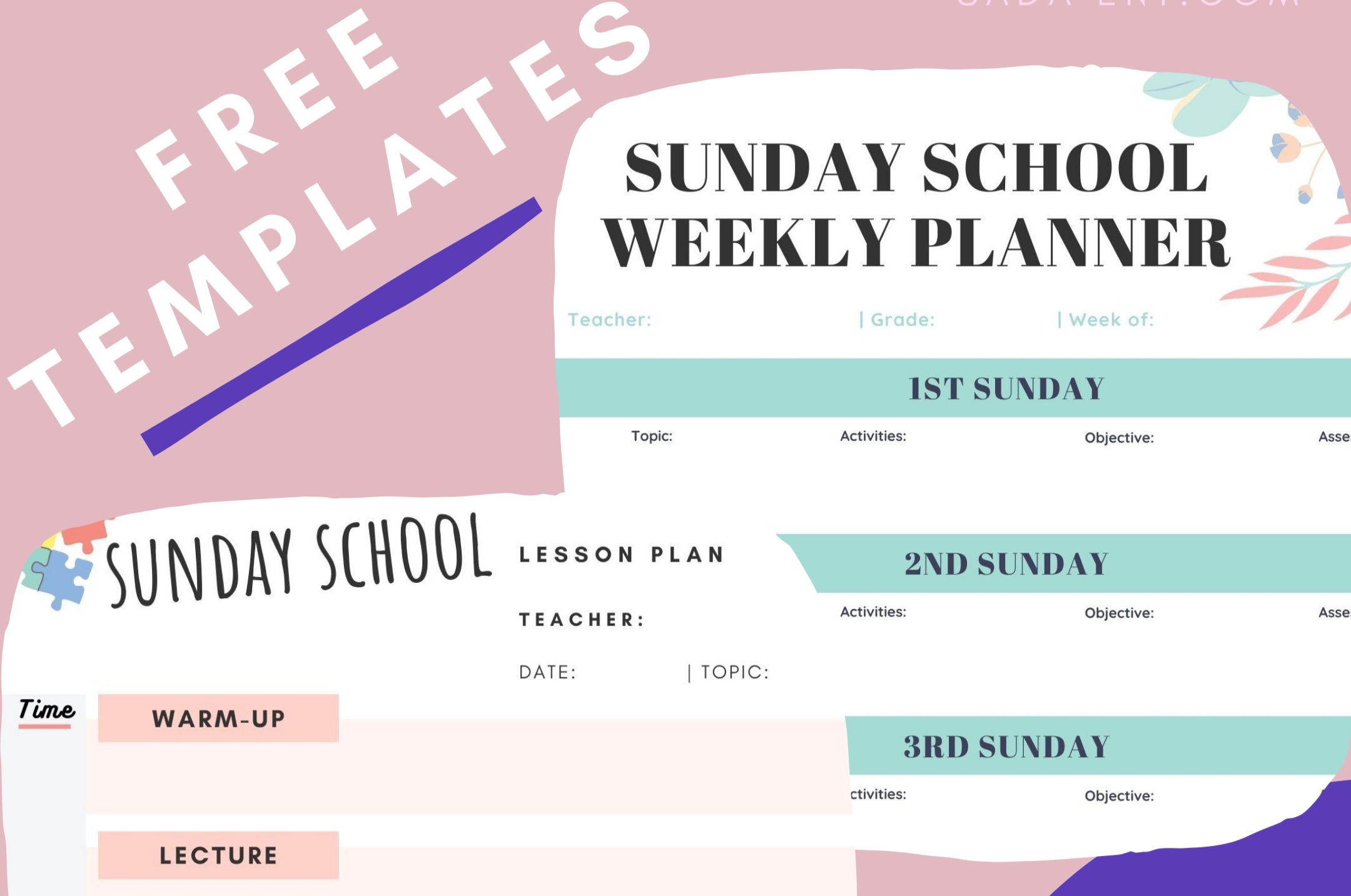 Sunday School Bible Lesson Planner Blank Digital Printable Downloadable ...