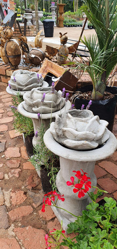 Ann Small with cement rose | Tuinateljee