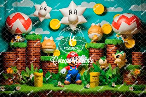 Fundo Fotográfico em Tecido - Super Mario - Encanto 3D | AC Backdrops