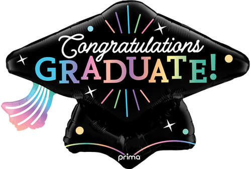 34" Congratulations Graduate Gradient Grad Cap | Prima Balloons