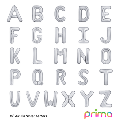 16" Silver Letters | Prima Balloons