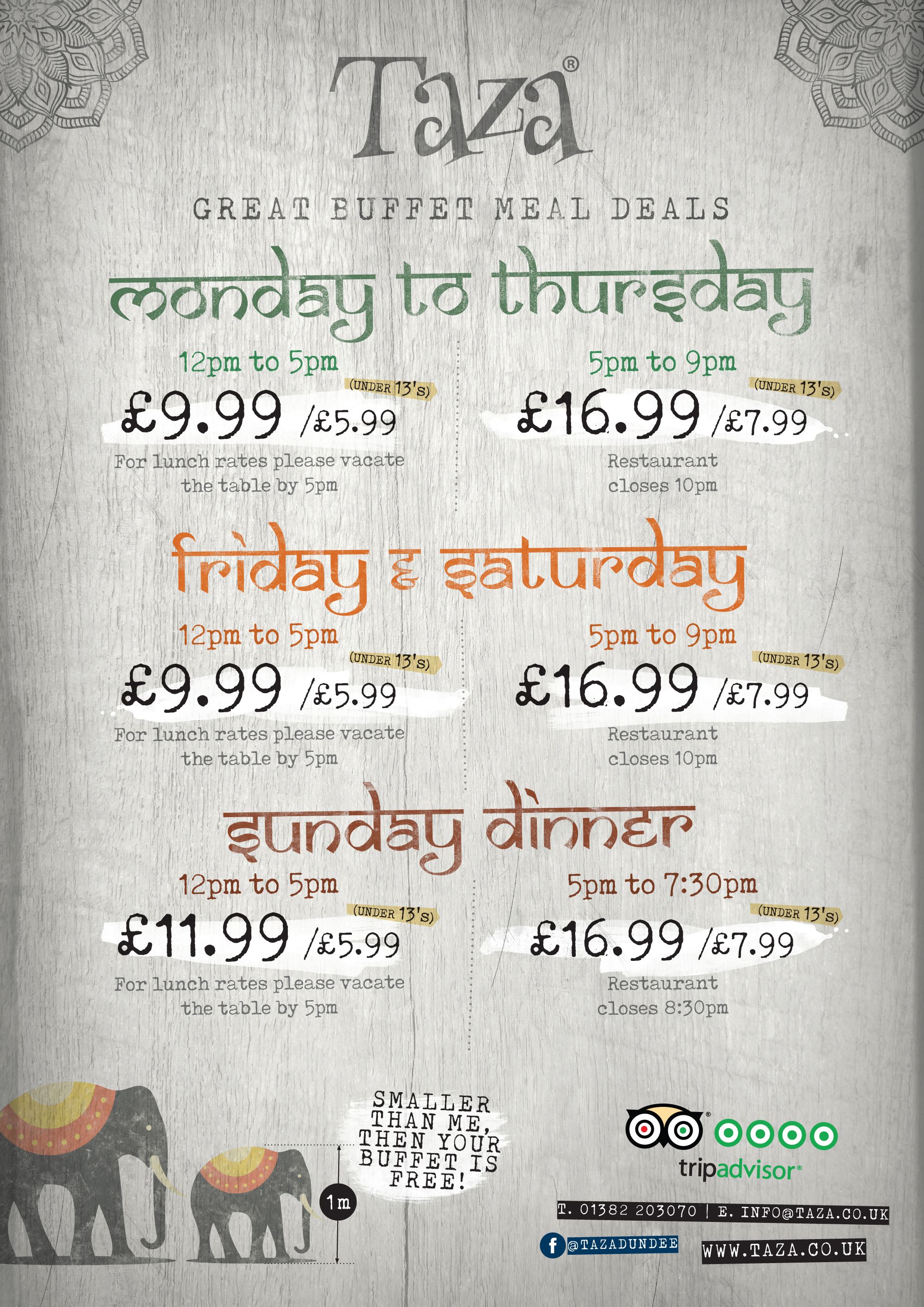 MENUS | Taza Restaurant & Takeaway/Delivery | Eating in / out Dudee ...