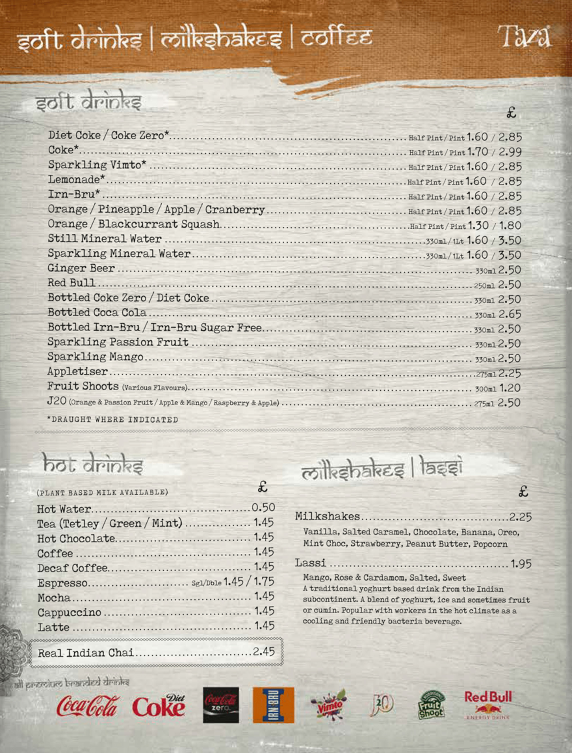 MENUS | Taza Restaurant & Takeaway/Delivery | Eating in / out Dudee ...