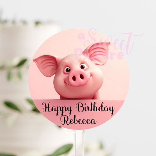 Personalised Acrylic Piggy Cake Topper | A Sweet Picture