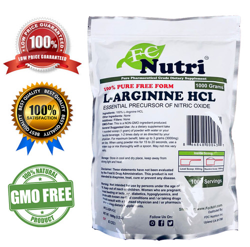 L-Arginine HCL 100% Pure Powder - All Size | FDC NUTRITION INC