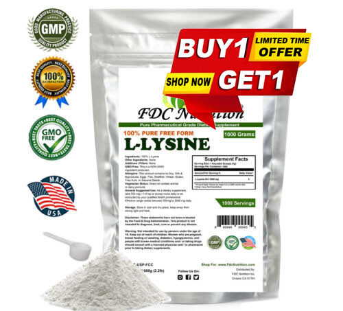 100% L-LYSINE HCL POWDER US PHARMACEUTICAL GRADE KOSHER nonGMO 1000G ...