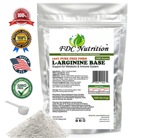 ALL SIZE L-ARGININE Base Powder Pharmaceutical Grade | FDC NUTRITION INC
