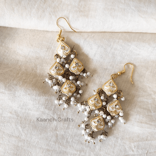 Classic White Lac Earrings | Kaanchi Crafts