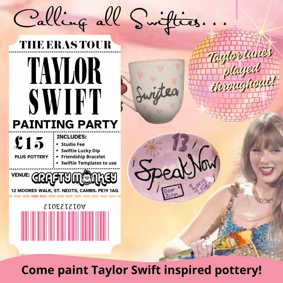 Taylor Swift Pottery Painting Party Event Night at Crafty Monkey