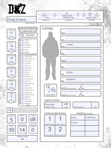 D&Z Fillable Character Sheet | D&Z | Apocalypse RPG