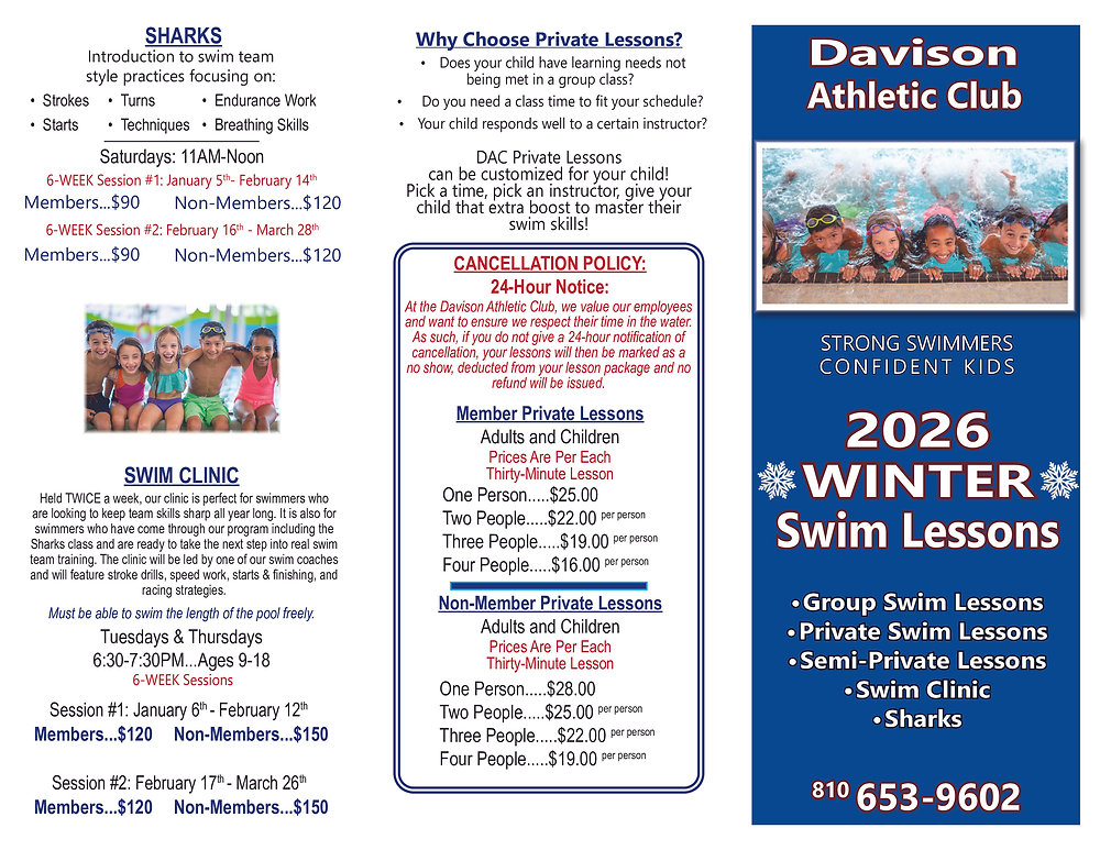 DAC's Winter Swim Lessons