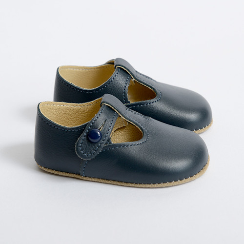 Oscar Leather Baby Shoes - Navy | OSCAR & PATCH