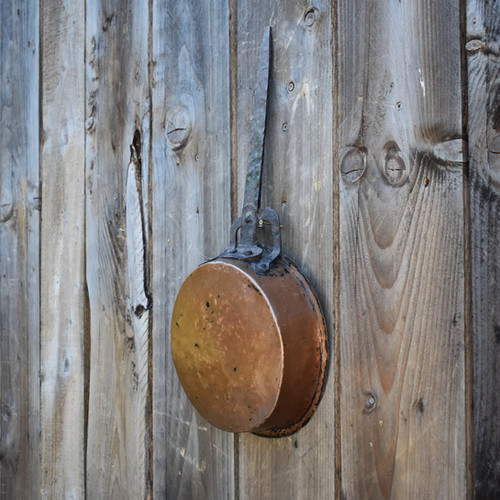 Antique Hand Beaten Copper Blacksmith Forge Iron Skillet Campfire Pan ...