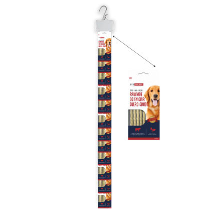 RAWHIDE CHEW STICKS - 8 CLIP-STRIP 12/UNITS | OLEGO DISTRIBUTION