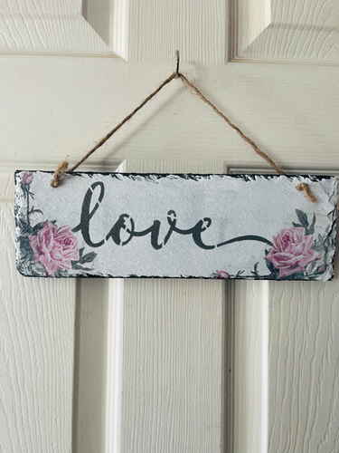 Roses Love Slate Plaque | Lisa's Handmades