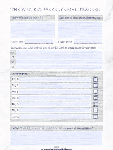 Writer's Accountability Goal Tracker | Kingdom Books