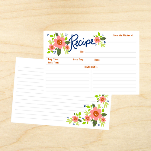 Floral Recipe Cards | KTFDesign