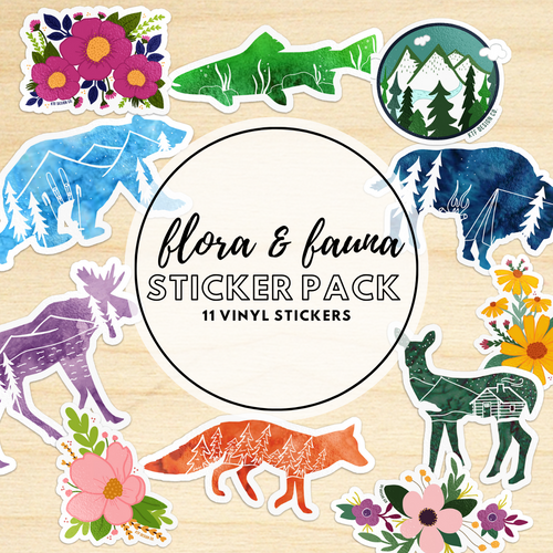 Flora & Fauna Sticker Pack - 11 Stickers | KTFDesign