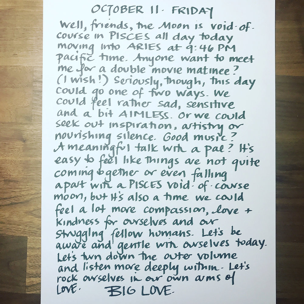 Moon Note - October 11, Moon in Pisces