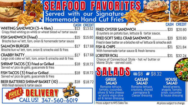 Menu | Bay Ridge Fishbar