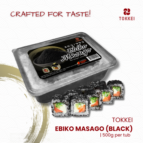 TOKKEI Ebiko Masago (Black) (Capelin Roe) | 500g/Tub | Seafood Turbo