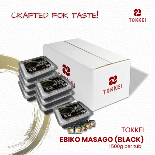 TOKKEI Ebiko Masago (Black) (Capelin Roe) | 500g/Tub | 20Tubs/Box ...