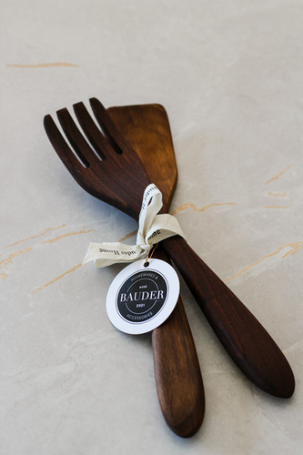 14" Walnut Salad Servers | Bauder Home