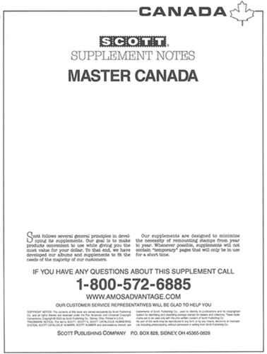 SCA-13 2013 Master Canada Supplement #39 | Global Stamps