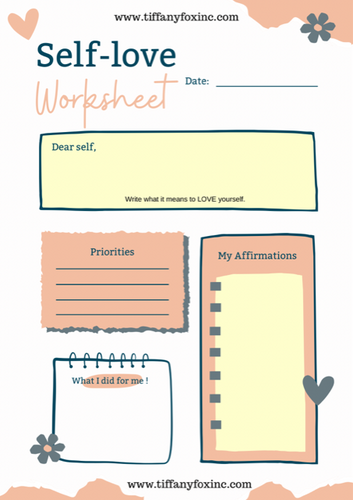Self Love Worksheet | Tiffany Fox, Inc.