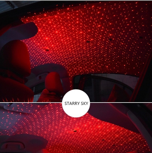 Car Ceiling Star Light LED Atmosphere Projector Starry Sky Lamp Red USB ...