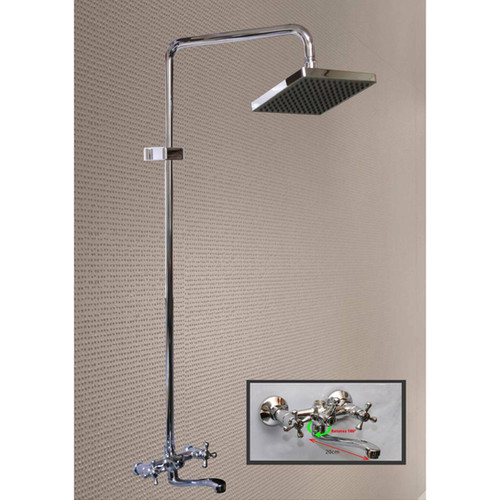 Two Way Shower Mixer + Long Spout + 8″ Square Head | Hardware Homes
